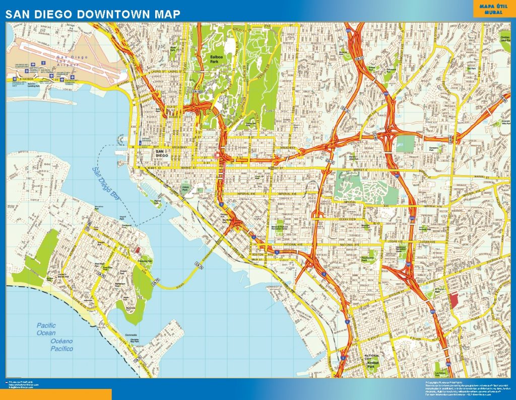 Mapa San Diego downtown plastificado | Mapas para México, USA y Canada ...